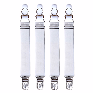 Stocking Clip Garter Adjustable Elastic Belt Two-Way Socks Lace Garter Multifunctional Fixing Clip Non-Slip 4pcs (White one)