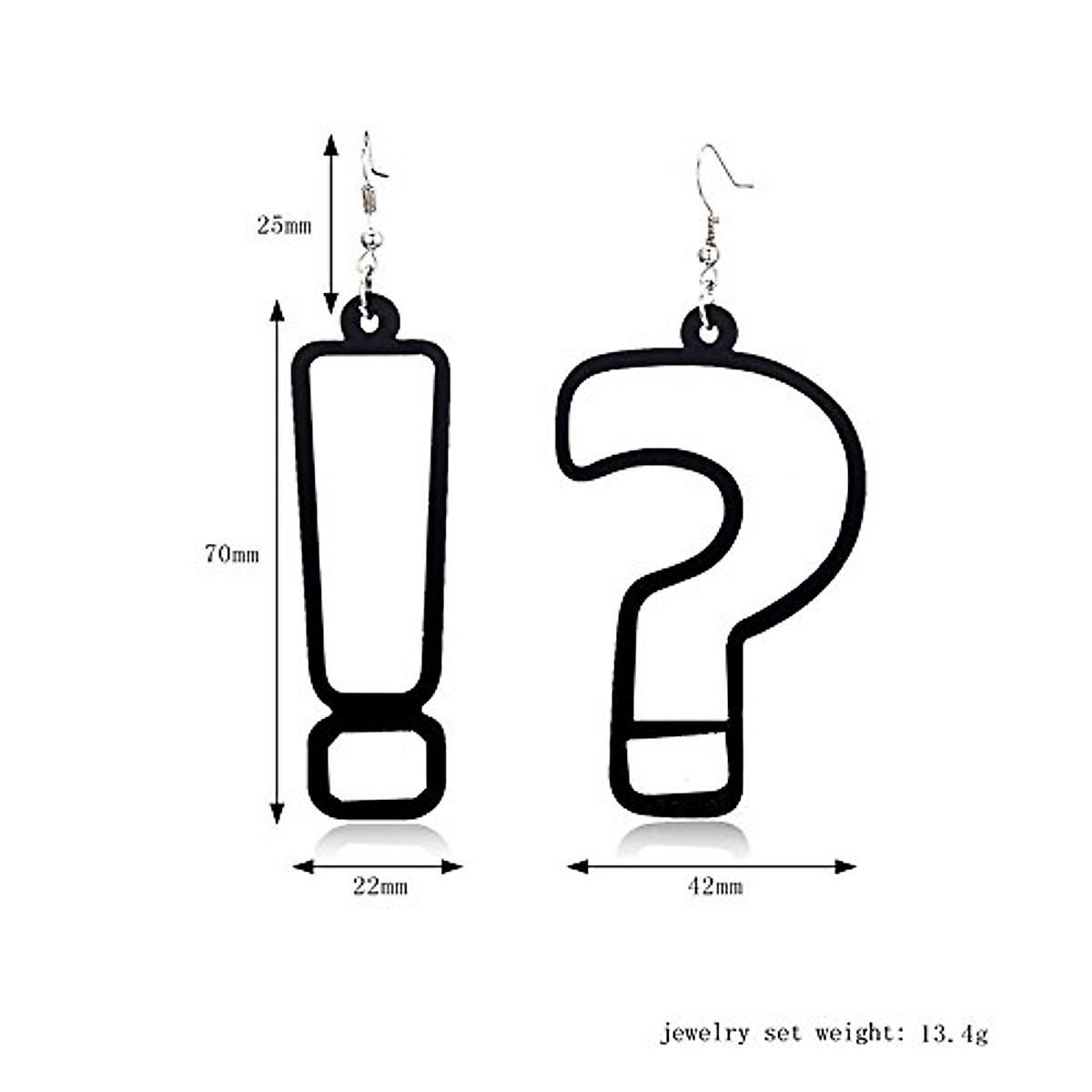 Question Mark and Exclamation Mark Acrylic Big Long dangle Earrings Jewelry for Women Girls Accessories