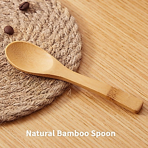 Spreccio Set of 6 Airtight Glass Jars with Bamboo Lids and Spoons, 22 OZ Glass Food Storage Jars Perfect for Coffee, Tea, Sugar, Spices, Beans, and More