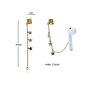 Creative Earphone Earring Strap String Rope Wirreless Headset Holder Anti-Lost for Airpods 1 2 Earbuds Ear Hook Accessories (Silver)