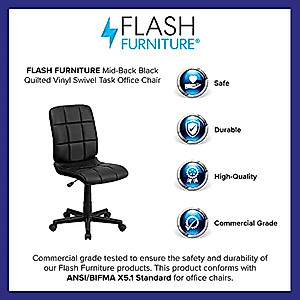 Flash Furniture Clayton Mid-Back Black Quilted Vinyl Swivel Task Office Chair