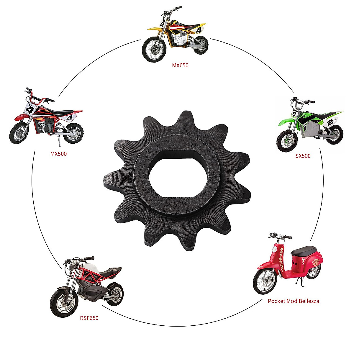 KAMIER 11T Teeth 25H Chain Motor Sprocket with Master Links Replacement for Razor MX650 MX500 SX500 Mcgrath RSF650 Dirt Rocket Bike Kids Electric Scooter Mini Bike Go Kart Cart MY1020 DC Motor Parts