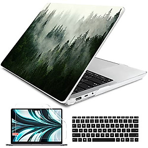 Batianda Case for 13.5" Microsoft Surface Laptop 5 4/3 with Metal Palm Rest Model 1951, Landscape Series Designed Protective Plastic Hardshell & Keyboard Cover & Screen Protector, Forest