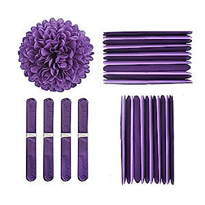 MISU 10" Purple Tissue Pom Poms DIY Tissue Paper Flowers for Birthday Wedding Baby Shower Tea Party Dessert Table Decoration, Pack of 18