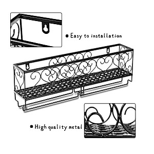 KNC Wall Mounted Wine Rack, Metal Bottle & Glass Holder with Hanging Stemware Glasses, Kitchen,Restaurant Living Room Décor,Storage Rack (Large (50cm/19.68in))