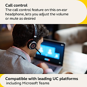 Jabra Evolve 65 SE Mono Wireless Headset - Bluetooth Headset with Noise-Cancelling Microphone, Long-Lasting Battery, and Dual Connectivity - MS Teams Certified, Works with All Other Platforms - Black