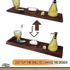 Wood Floating Shelves Set of 2 Rustic Shelf 24 inch Wide Wooden Wall Shelves for Living Room Bedroom Kitchen Bathroom Brown 24"x6.5" Live Edge deep