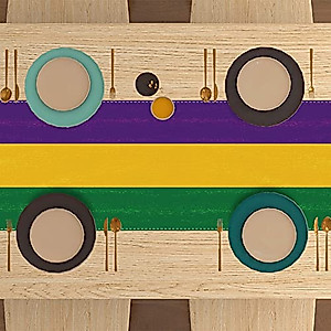 Jiudungs Linen Mardi Gras Table Runner 72 Inches Long Mardi Gras Table Decor New Orleans Mardi Gras Brazil Carnival Decoration and Supplies for Home Kitchen