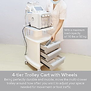 Professional-Grade 3-Drawer Utility Cart on Wheels - Trolley Cart w/ 3 Drawers & Utility Desk - Mobile Storage Cart, Cavitation Machine, Salon Supplies - Max 50kg/110lb Load…