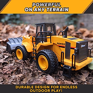 Top Race Diecast Heavy Metal Construction Toys Front Loader Excavator Toy for Kids - 1:40 Scale Model with Realistic Design - Durable Metal Build for Sand, Park, or Indoor Play