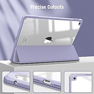 Fintie Hybrid Slim Case for iPad 9th / 8th / 7th Generation (2021/2020 / 2019) 10.2 Inch - [Built-in Pencil Holder] Shockproof Cover with Clear Transparent Back Shell, Lilac Purple