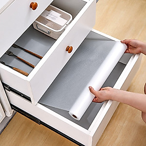 Shelf Liner,Drawer Anti-Slip Mat,Waterproof Clear Cabinet Liners,Non Adhesive Mat for Fridge, Bathroom, Kitchen, Drawers(11.8 Inchx59.05 Inch)