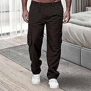 Fleece Pants Winter Big and Tall Stretch Jogger Sweatpants Sweatpants for Men Men's Sweatpants Casual Lounge Cotton Pants Open Bottom Straight Leg Sweat Pants Pockets Mens MAIUS31011HOT0793 Coffee
