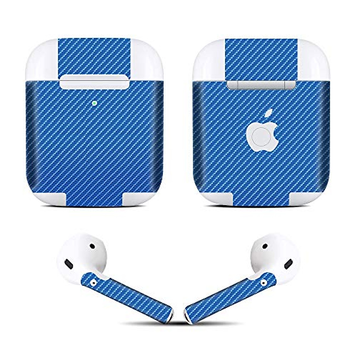 IPG for AirPods 1-2 Stickers Wraps Adhesive Decal Skin for case and Ear Pieces Protective and Decorative Set (Blue Carbon Fiber 4D)
