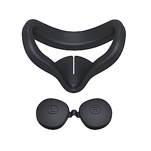 KIWI design Upgraded Face Cushion Cover Pad Compatible with Quest 2 Accessories, with Lens Protector, Full-Wrapped Non-Slip Silicone Face Cover Replacement, Prevent Sensor-Blocking Design