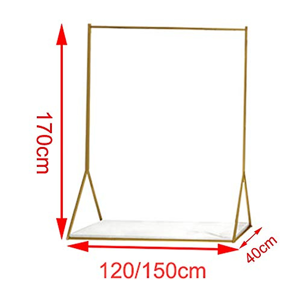 Simple Floorstanding Hanging Carboot Display Rail,Wrought Iron Clothes Rail,Practical Stable, Solid/Golden / 150×170×40cm