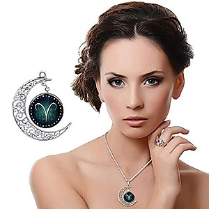 JczR.Y Taurus Constellation Necklace Pendant Time Gemstone Luminous Glow Long Sweater Chain Necklace Jewelry Fahion (Taurus)