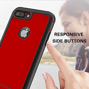 ImpactStrong iPhone 7 Plus/iPhone 8 Plus Case, Ultra Protective Case with Built-in Clear Screen Protector Full Body Cover for iPhone 7 Plus/iPhone 8 Plus (Red)