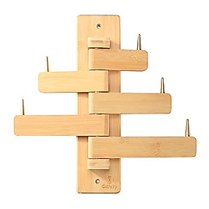 CatFairy Can Swing Wood Coat Rack Wall Hooks, Wood Wall Hooks Made of Pure Solid Bamboo, Robust, Beautiful and Personalized Wall Mounted Bathroom Towel Rack (Swivel Foldable Bamboo)