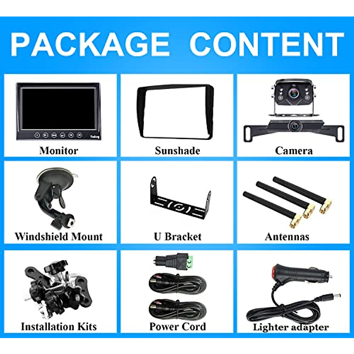 Yakry RV Backup Camera Wireless HD 1080P 7 Inch DVR Touch Key 4 Channels Monitor Car/Truck Trailer Motorhome 5th Wheel 2 Rear View System Infrared Night Vision Waterproof Adapter for Pre-Wired Y33