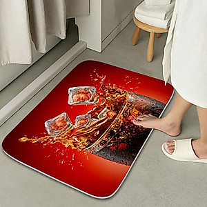 Red Soft Drink Ice Modern Bath Rugs for Bathroom Non Slip Door Rug with Rubber Backing Memory Foam Absorbent Mat Kitchen Floor Carpet (20W x 31L)