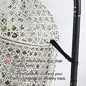 PRIVATE GARDEN Large Hanging Egg Chair with Stand Upgraded Wicker Egg Swing Chair Outdoor Indoor PE Rattan Hanging Chair with Grey Comfort Cushion Heavy Duty C-Stand