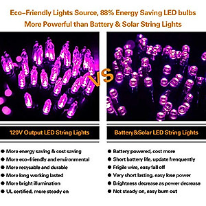 Silvom Pink Christmas Lights, 33ft 100 LED Xmas Christmas Lights, 120V UL Certified LED String Lights for Halloween, Christmas Tree, Wedding, Party, Patio, Holiday, Home Indoor & Outdoor Decoration