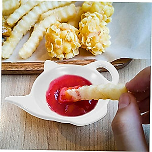 Housoutil Ceramic Tea Bag Saucer Keychain Holder Accessory Tray Appetizer Serving Tray Teaspoon Holder Ceramic Teabag Coaster Condiment Bowls Desktop Teabag Tray Professional Teabag Dish Dip