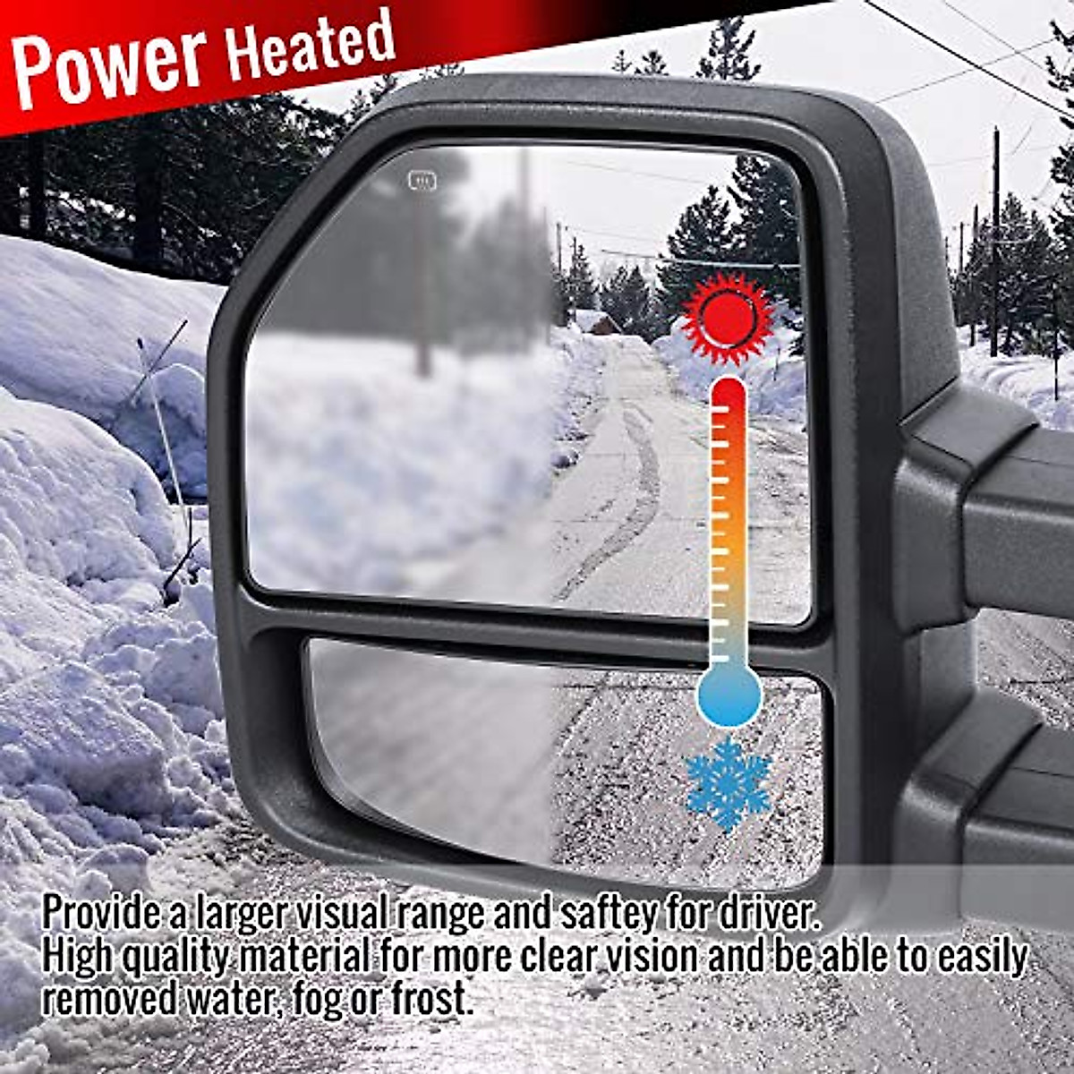 Carpartsinnovate For Ford 15-20 F150 Pickup Power Heated Tow Mirrors w/Smoke Lens LED Signal+Puddle