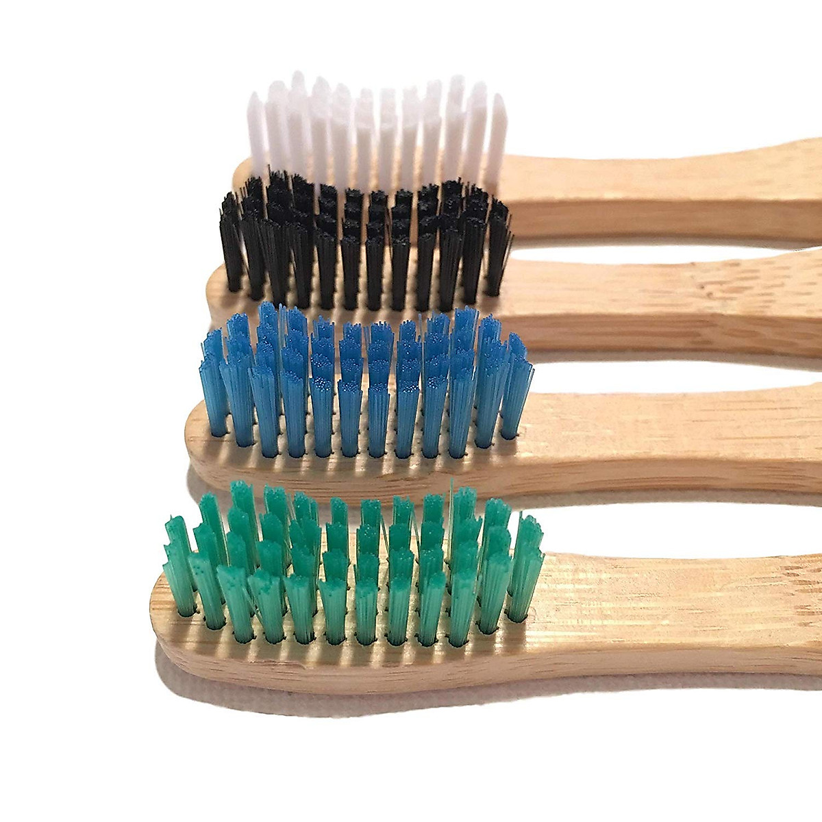 Bamboo Toothbrush 4-Pack Medium Multi-Colored Bristles Family Pack Biodegradable by Aki NEW