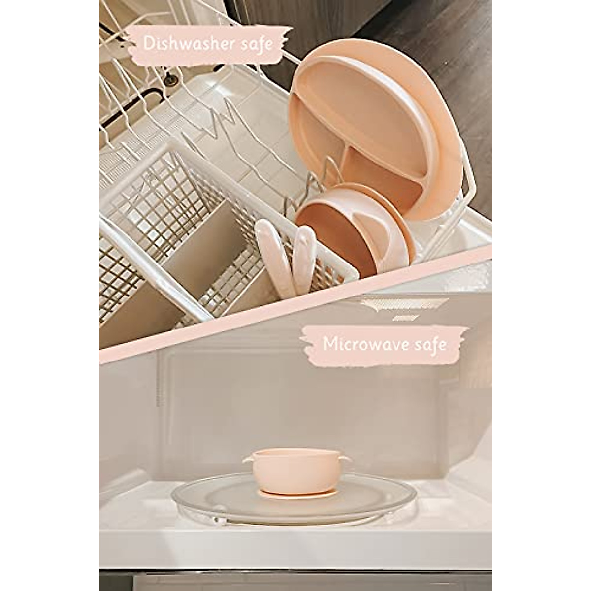 Ullabelle Suction Toddler Plates & Bowls Complete Set w/Spoon- BPA Free 100% Food Grade Silicone- Microwave & Dishwasher Safe Baby Suction Plate, Suction Bowl w/Lid, & Spoon- (Sage)