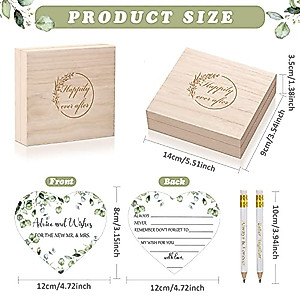 Wedding Card Boxes for Reception 50 Pcs Wedding Advice Cards for Bridal Shower and 10 Pcs Pencils Gift Wooden Wedding Memory Box Rustic Wedding Card Holder Box Advice and Wishes for Mr and Mrs