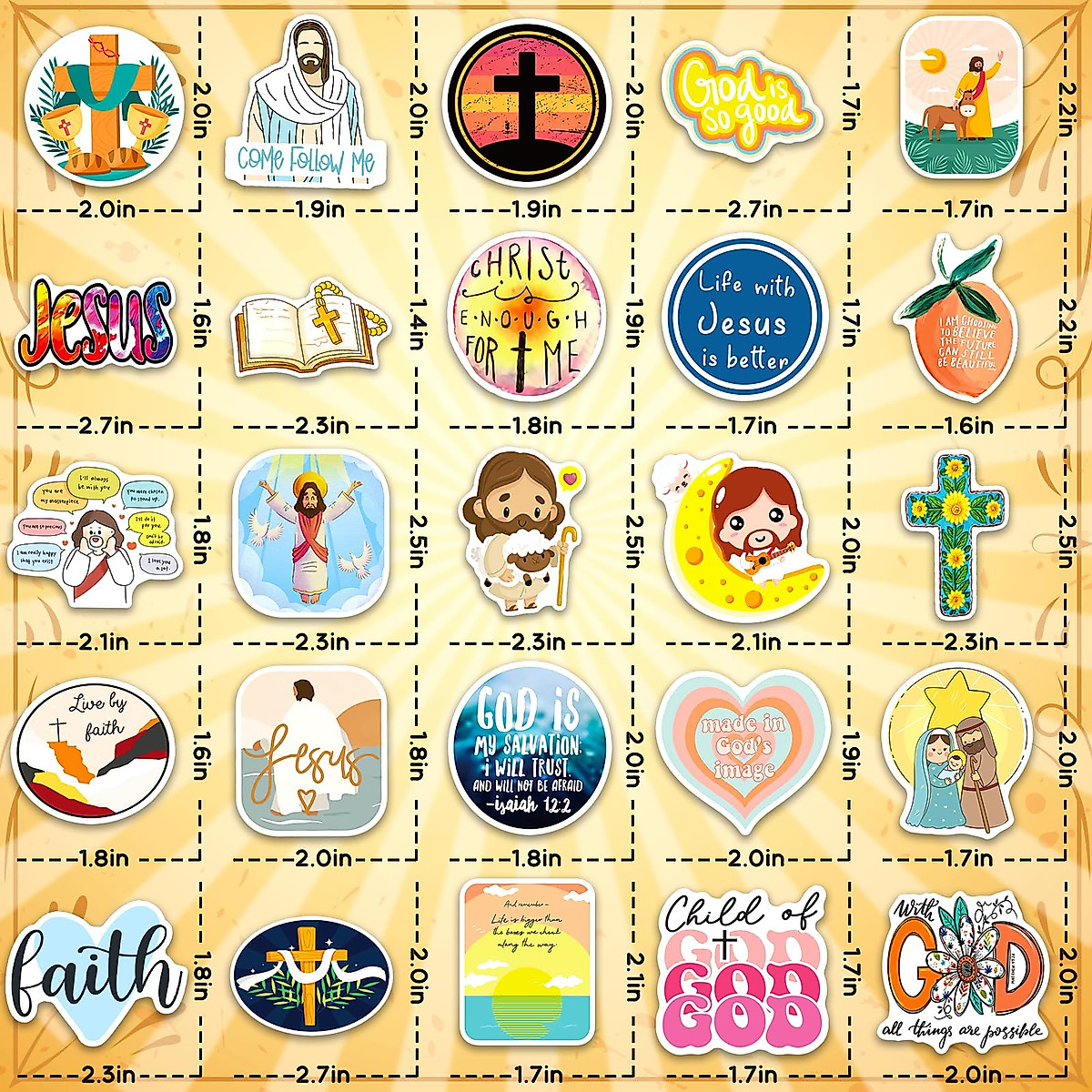 200PCS Jesus Christian Stickers, Religious Stickers for Kids Bible Verse Stickers Christian Stickers for Water Bottles Laptop, Vinyl Faith Wisdom Words Stickers Christian Gifts