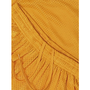 Hat and Beyond Mens Mesh Shorts Elastic Sports Gym Performance Workout Boxing Jersey Basketball Pants (X-Large, 1ih01_Yellow)