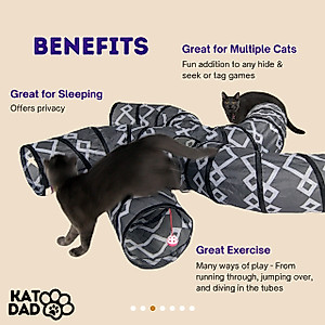 Katdad 5-Way Cat Tunnel with Bag - Fun Cat Toys - Dog Tunnel, Rabbit Tunnel or Ferret Tunnel - Mid-Century Design