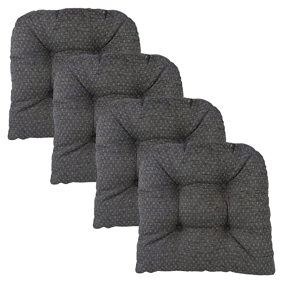 Klear Vu Gripper Overstuffed Universal Non-Slip Dining Chair Cushions for Kitchen Decor or Office Use, U-Shaped Skid-Proof Seat Pad, 15x15 Inches, 4 Count (Pack of 1), 32 Gray