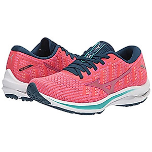 Mizuno Women's Wave Rider 25 WAVEKNIT™ | neutral Support Running Shoe |Eco Friendly Materials | Waveknit- Cayenne/Phlox Pink | US 8.5
