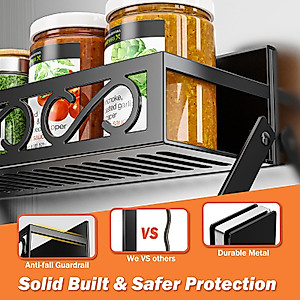 Bunoxea Spice Rack Magnetic for Refrigerator, 3 Pack Magnetic Spice Shelf, Moveable Fridge Organizer with 6 Hook Rack, Magnetic Fridge Organizer,Seasoning Organizer for Kitchen