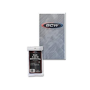 BCW Tall Trading Card Sleeves - Pack of 100 | Crystal Clear Polypropylene Protective Sleeves | Acid-Free & Archival Quality | Perfect for Basketball, Football, Widevision Collectible Cards