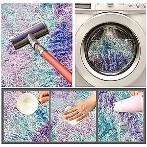 Meeting Story Shaggy Tie Dye Rugs for Girls Living Room Nursery Kids, Fluffy Shag Fuzzy Soft Carpet for Bedroom, Indoor Foyer Floor Mat, Thick Plush Bedside Area Rug Non-Skid (Blue Purple,3'x5')