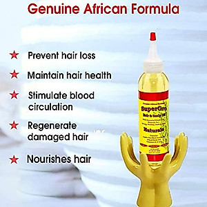 Genuine African Formula SuperGrow Hair and Scalp Oil - Nourishing, Moisturizing, Shining Lightweight Blend for Dry Scalp (4oz)