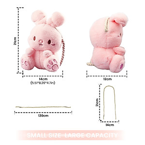 ZIIVARD Plush Bunny Crossbody Messenger Shoulder Bags Cartoon Rabbit Chain Strap Satchel Women Girls Lolita Casual Mobile Phone Travel Bag (Pink)