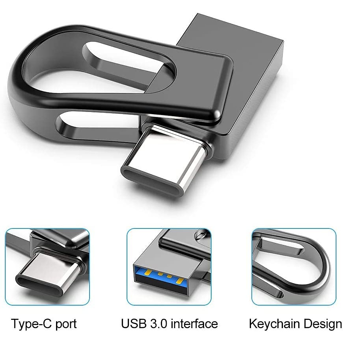 K&ZZ 128GB USB C Flash Drive USB 3.0 Thumb Drive Fold USB A & Type C Dual USB Flash Drives OTG Photo Stick High Speed for MacBook, Tablet, PC, Type C Smart Phones