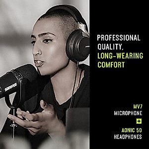Shure MV7 USB/XLR Dynamic Microphone + AONIC 50 Wired/Wireless Noise Cancelling Headphones for Podcasting, Recording, Streaming & Gaming, Professional Quality Sound & Durability - Silver/Black