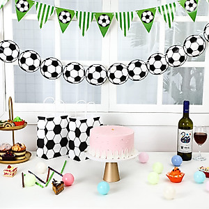 Zonon 4 Pieces Soccer Banner Decoration Party Soccer Birthday Garland for Sports Kids Party Supplies (Soccer Style)