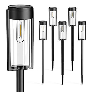 BUCASA Solar Pathway Lights Outdoor 6 Pack, Upgraded Super Bright Up to 12 Hrs Long Lasting Solar Outdoor Lights, IP65 Waterproof Auto ON/Off Landscape Path Lights for Walkway Driveway Patio Yard