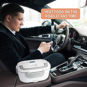 Electric Lunch Box 2 in 1, Electric Lunch Box Food Heater Car and Home Use Portable Lunch Heater 110V & 12V 60W - Stainless Steel Portable Food Warmer