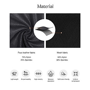 Popilush Faux Leather Deep V Bodysuits for Women Tummy Control Shapewear Bodysuit Thong Body Suits Sleeveless Sculpting Body Shaper Black Leotard