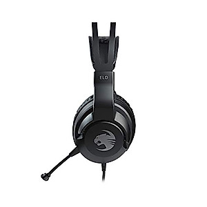 ROCCAT Elo X Stereo PC Gaming Headset, Wired Cross-Platform Headphones for Mac, Xbox Series X|S, Xbox One, PlayStation, and Mobile, Detachable Noise Cancelling Microphone, Lightweight, Black