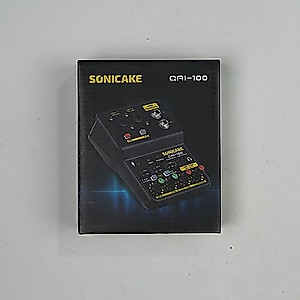 SONICAKE Audio Mixer, Portable USB Mini Sound Board Console, 2 Channel with Sound Card, 48V Phantom Power Compact DJ Mixers for PC & Music Recording, Live Streaming, Podcasting, KTV, Karaoke